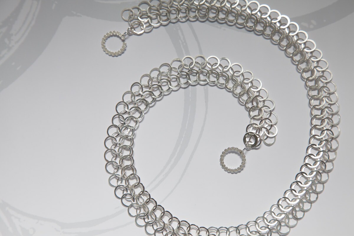 Silver Chainmaille Necklace, Simple Silver Chain, Silver Chain Mail ...