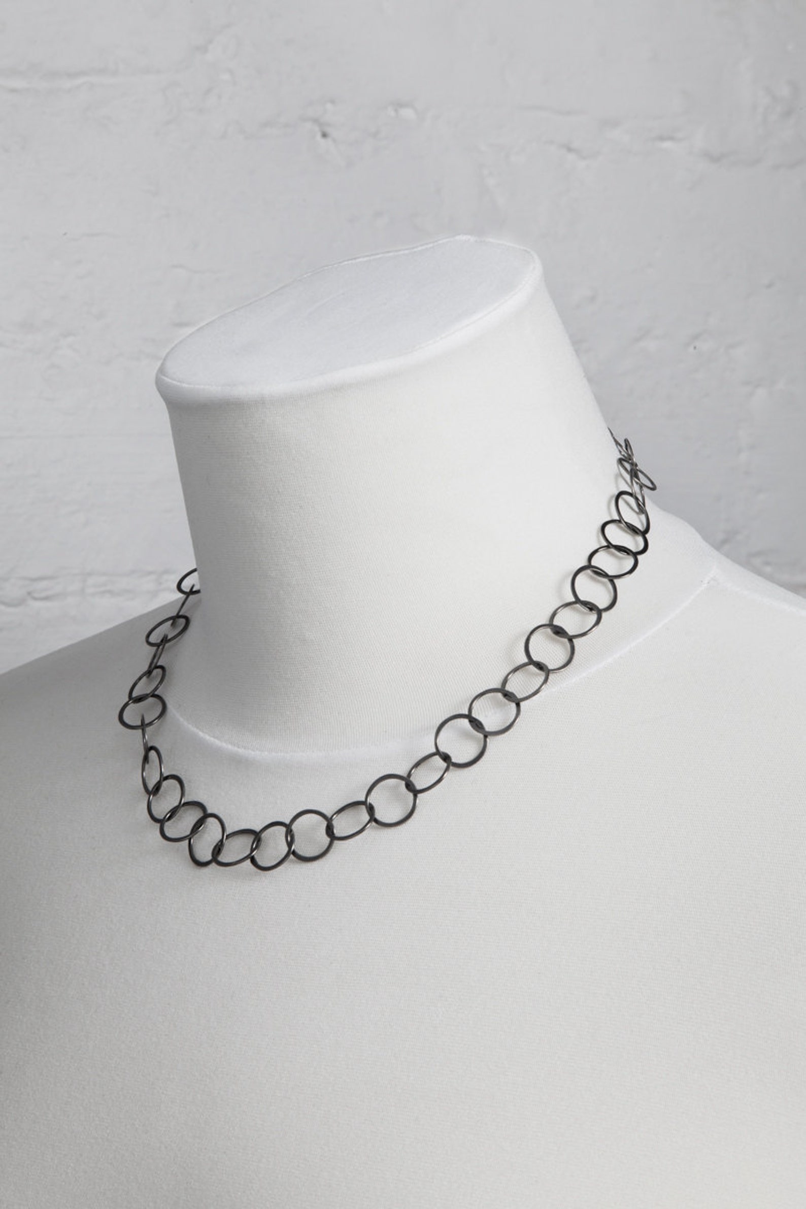 Oxidised Silver Loop Necklace, Simple Black Chain, Simple Loop Necklace ...