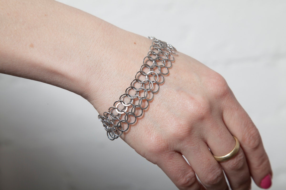 Black Chain Bracelet, Handmade Chain Bracelet, Chain Maille Bracelet ...