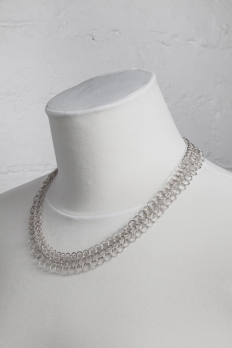 Silver Chainmaille Necklace, Simple Silver Chain, Silver Chain Mail ...