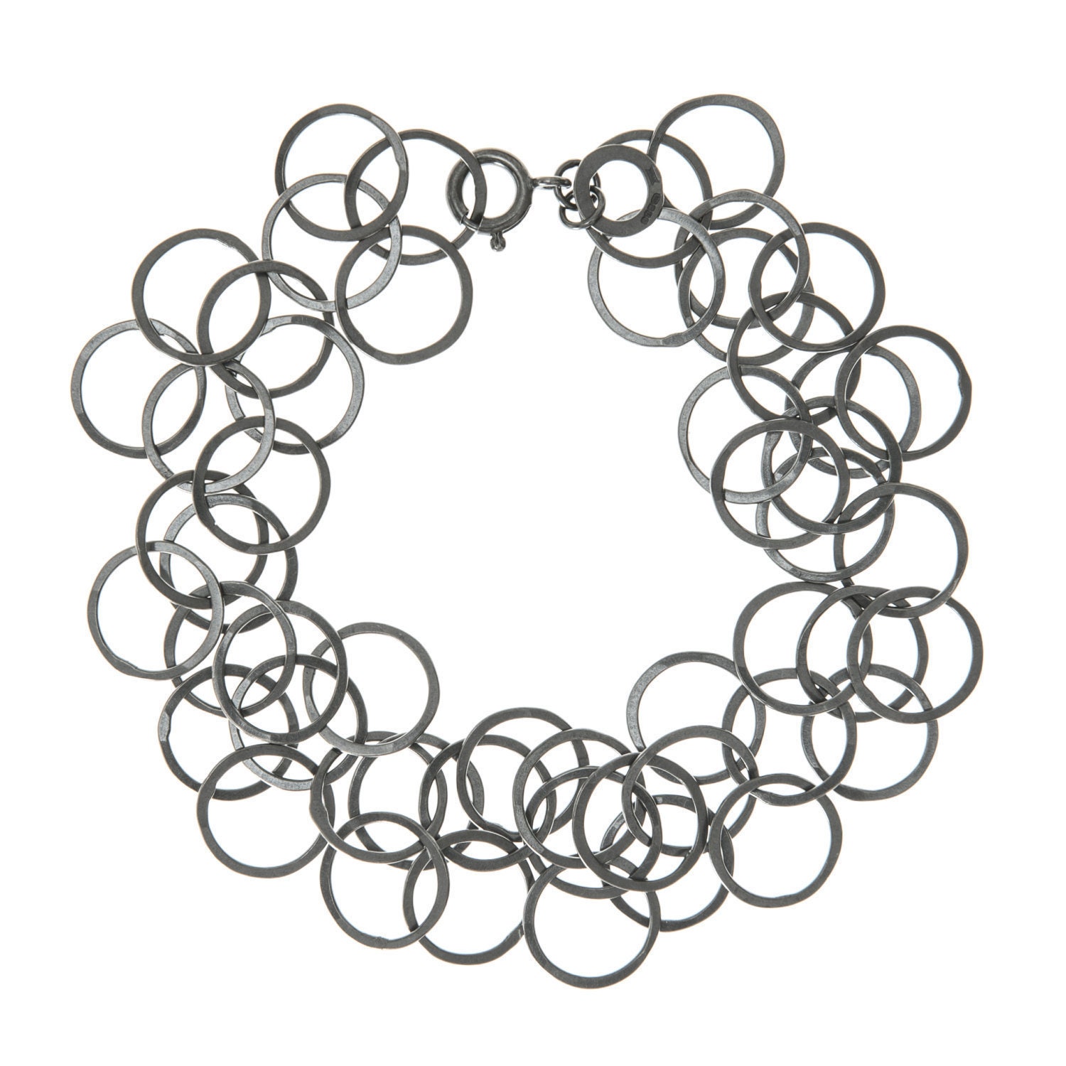 Black Chain Bracelet, Oxidised Silver Chain Bracelet, Black Loop ...