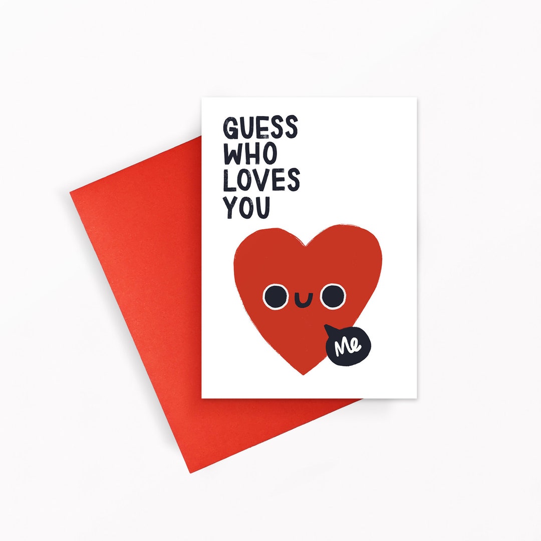 Guess Who Loves You, I Love You, Heart Card, Cute Valentines, A6 Love ...