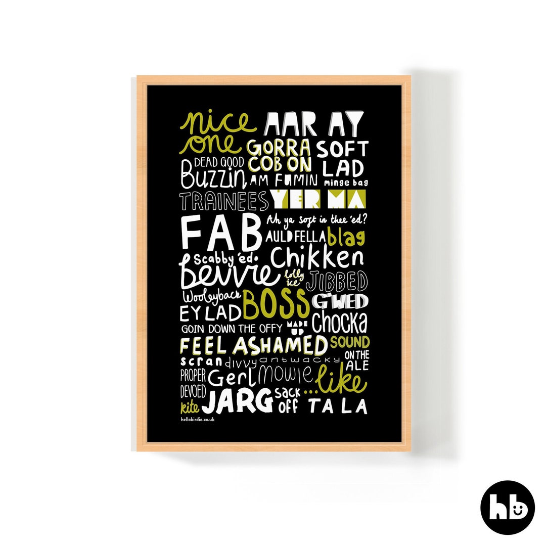 Scouse Liverpool Print A4 - Black Version, Scouse Slang, Funny Sayings ...