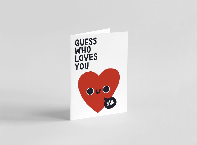 Guess Who Loves You I Love You Heart Card Cute Valentines - Etsy