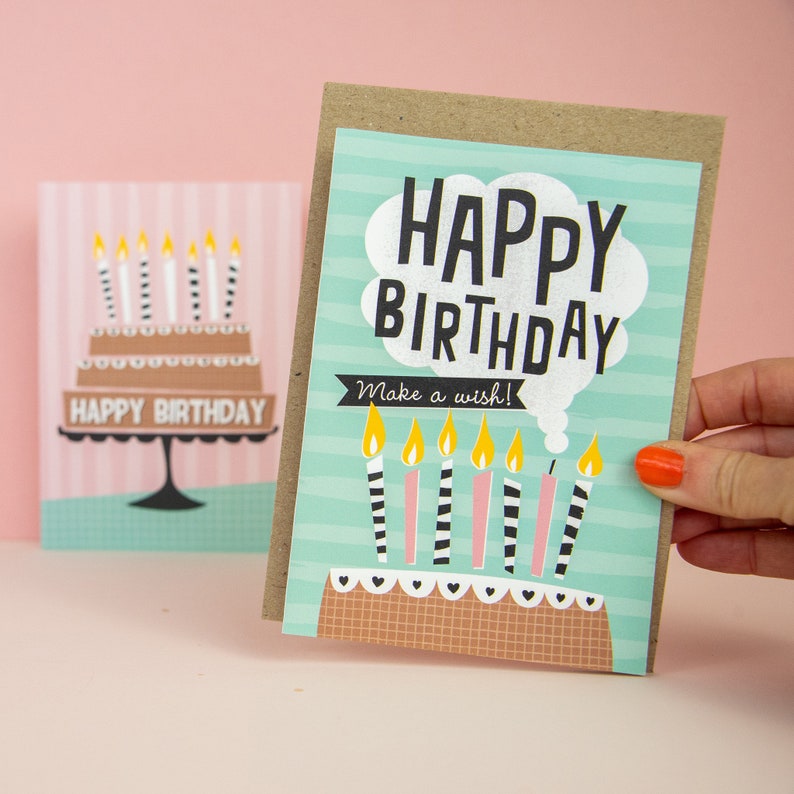 Happy Birthday Card / Birthday Card / Make a Wish / Birthday - Etsy