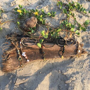 Handmade Macrame Hair Wrap · Dark Green, Brown Boho Hair Accessory ...