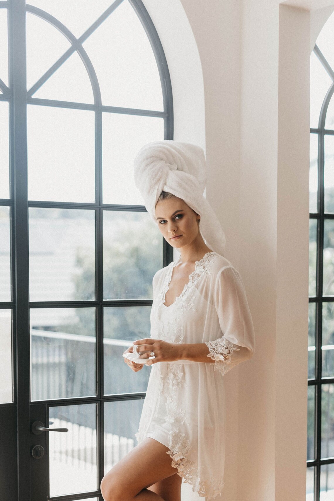 Lace Trim Robe Including Slip / Lace Bridal Robe / Bridesmaid - Etsy