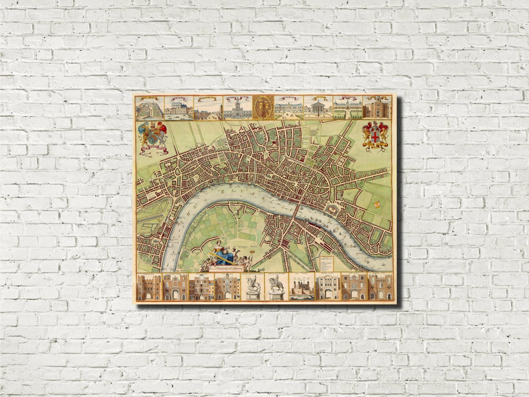 London Street Map Old London City Atlas Vintage 17th Century Map Print ...