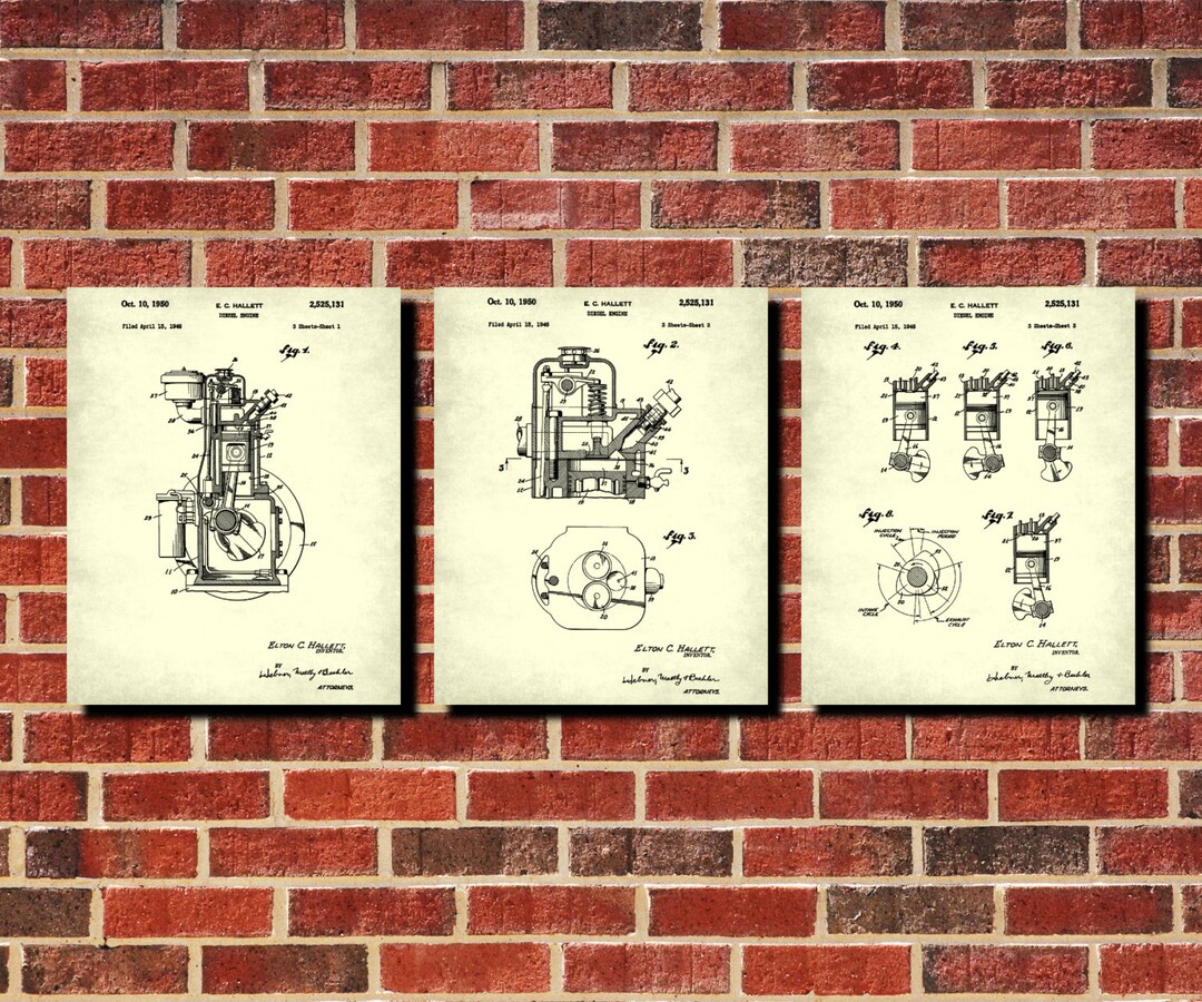 Diesel Engine Patent Prints Set 3 Workshop Posters - Etsy UK