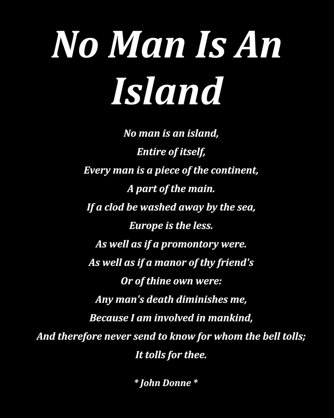 No Man is an Island Poem by John Donne, Typography Print - Etsy UK