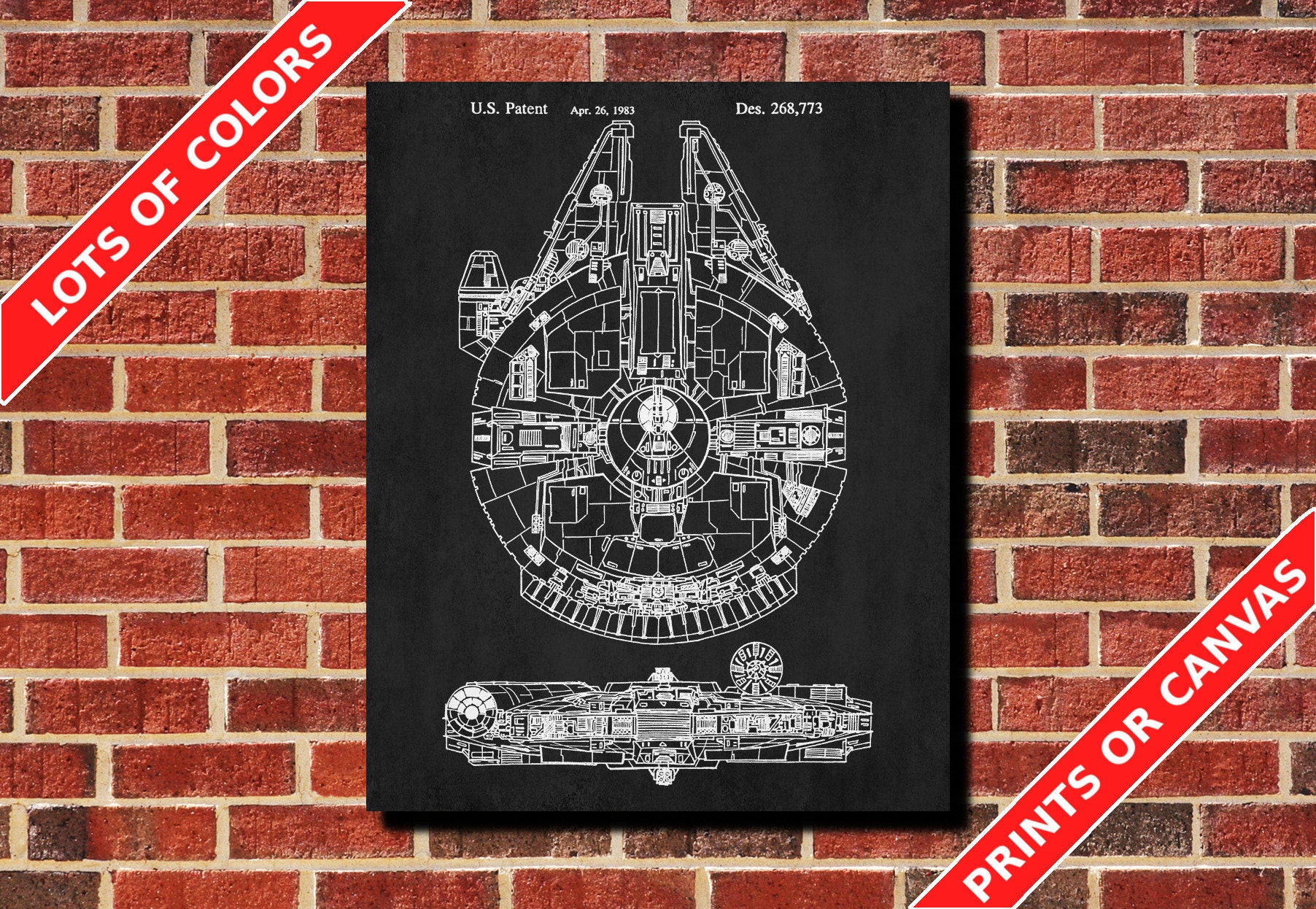 Millennium Falcon Blueprint Poster