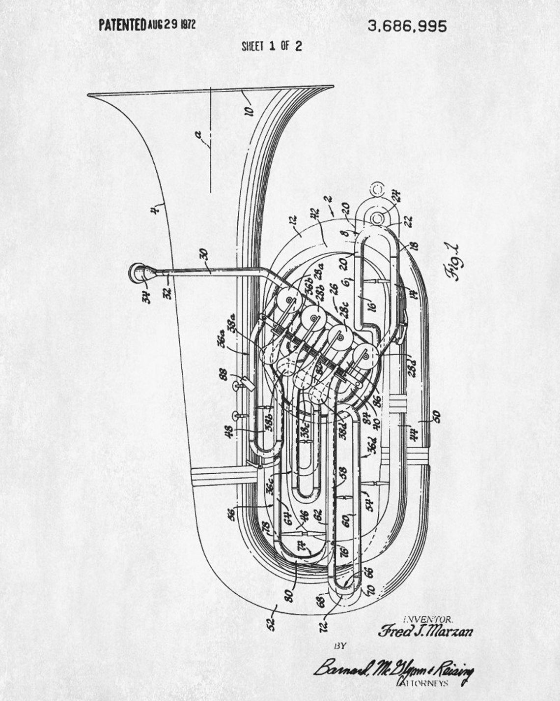 Tuba Patent Print Musician Gift Orchestral Instruments - Etsy UK