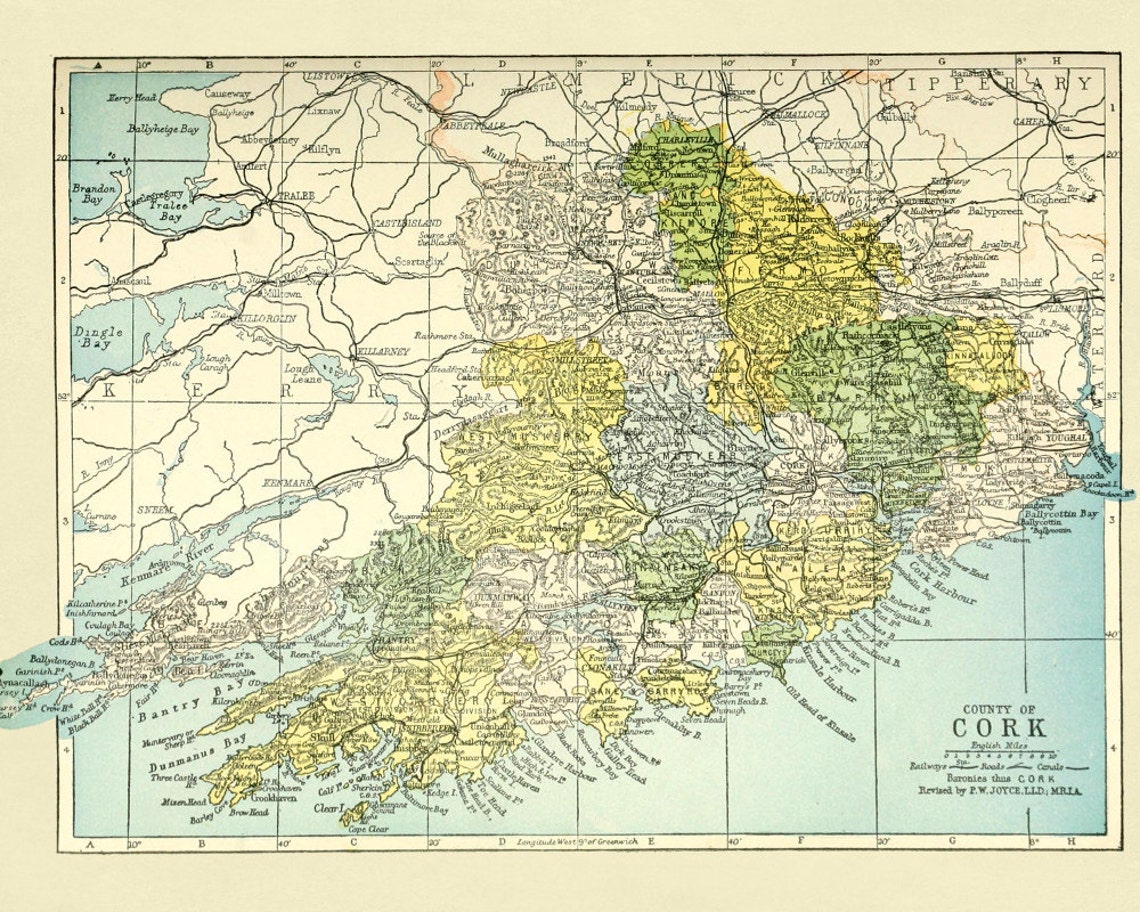 Old Map Baronies of Cork Ireland | Etsy