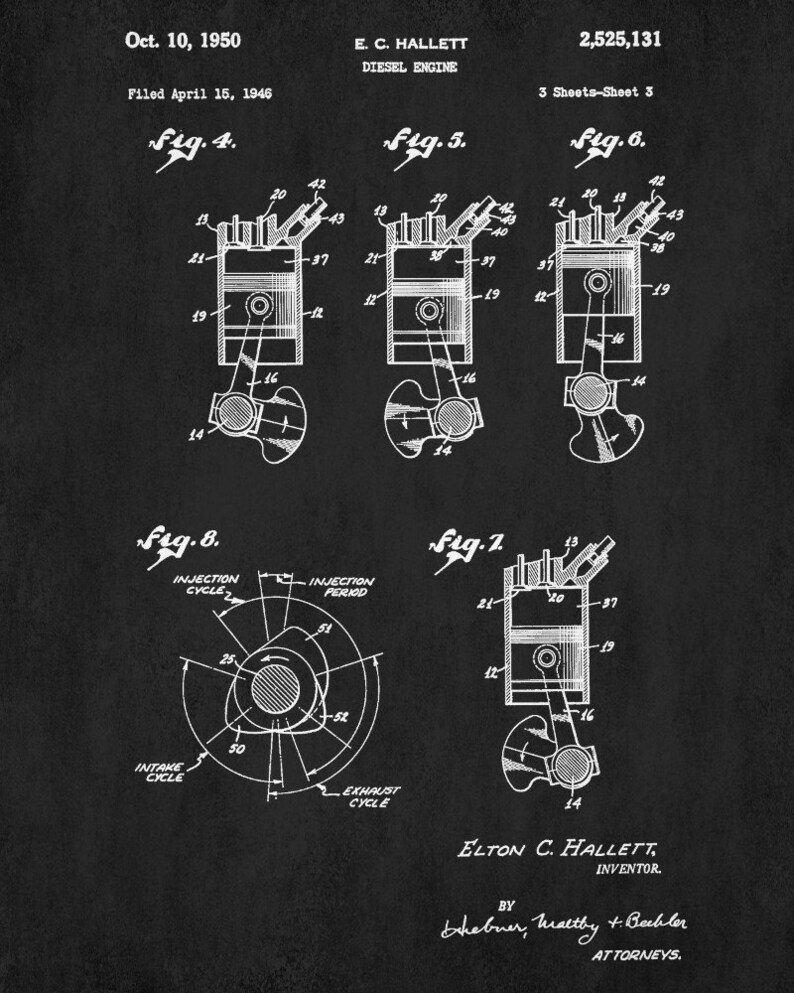 Engine Patent Print Diesel Poster | Etsy