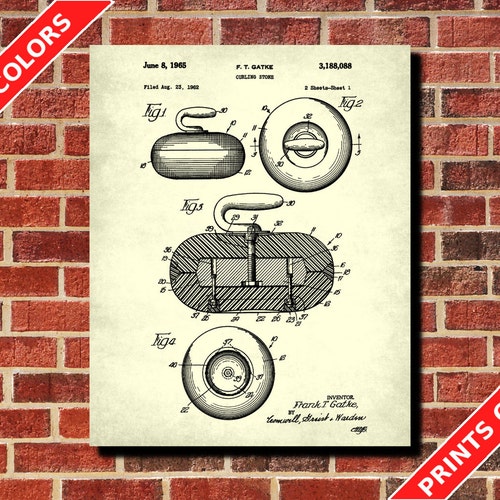 Curling Rock Patent Print Curling Stone Blueprint Poster - Etsy