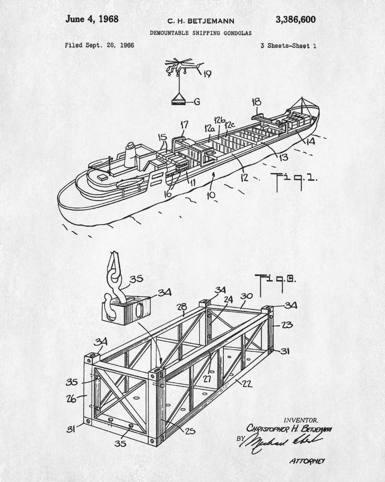 Shipping Container Patent Print - Etsy
