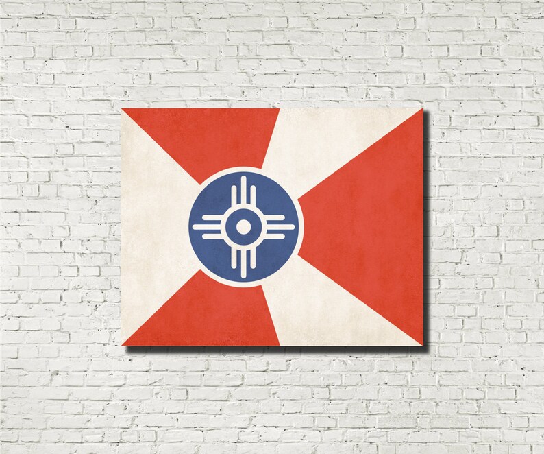 Wichita City Flag, Kansas Wall Art, Wichita Flag Art, Wichita Flag ...