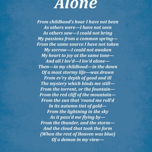 Alone Poem by Edgar Allan Poe, Typography Print - Etsy