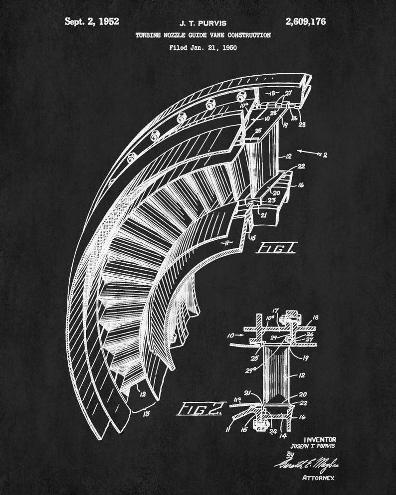 Aircraft Patent Print, Jet Engine Turbine Construction - Etsy