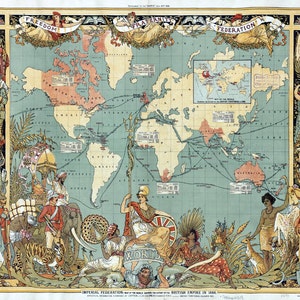 Vintage British Empire Map Imperial Federation 1886 Wall Art Print - Etsy