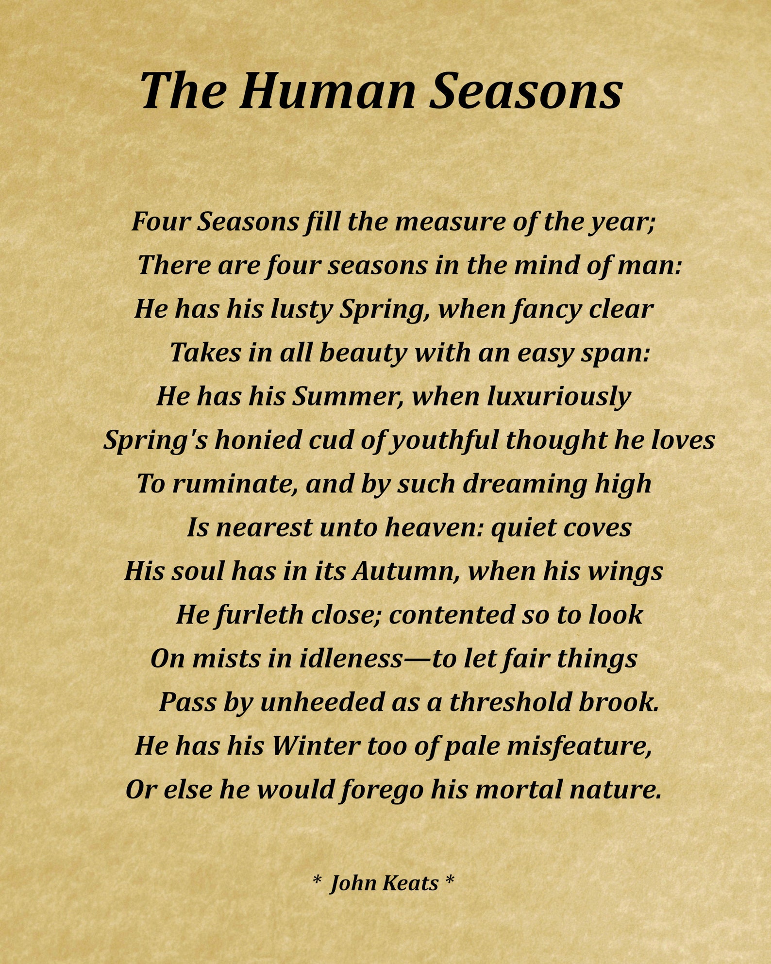 The Human Seasons Poem by John Keats Typography Print - Etsy UK