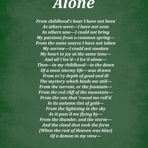 Alone Poem by Edgar Allan Poe, Typography Print - Etsy