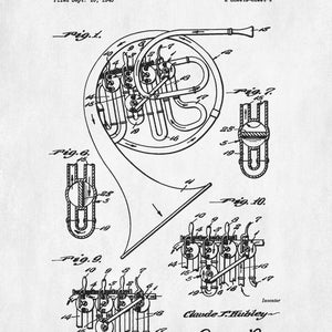 French Horn Patent Print Musical Instrument Poster - Etsy
