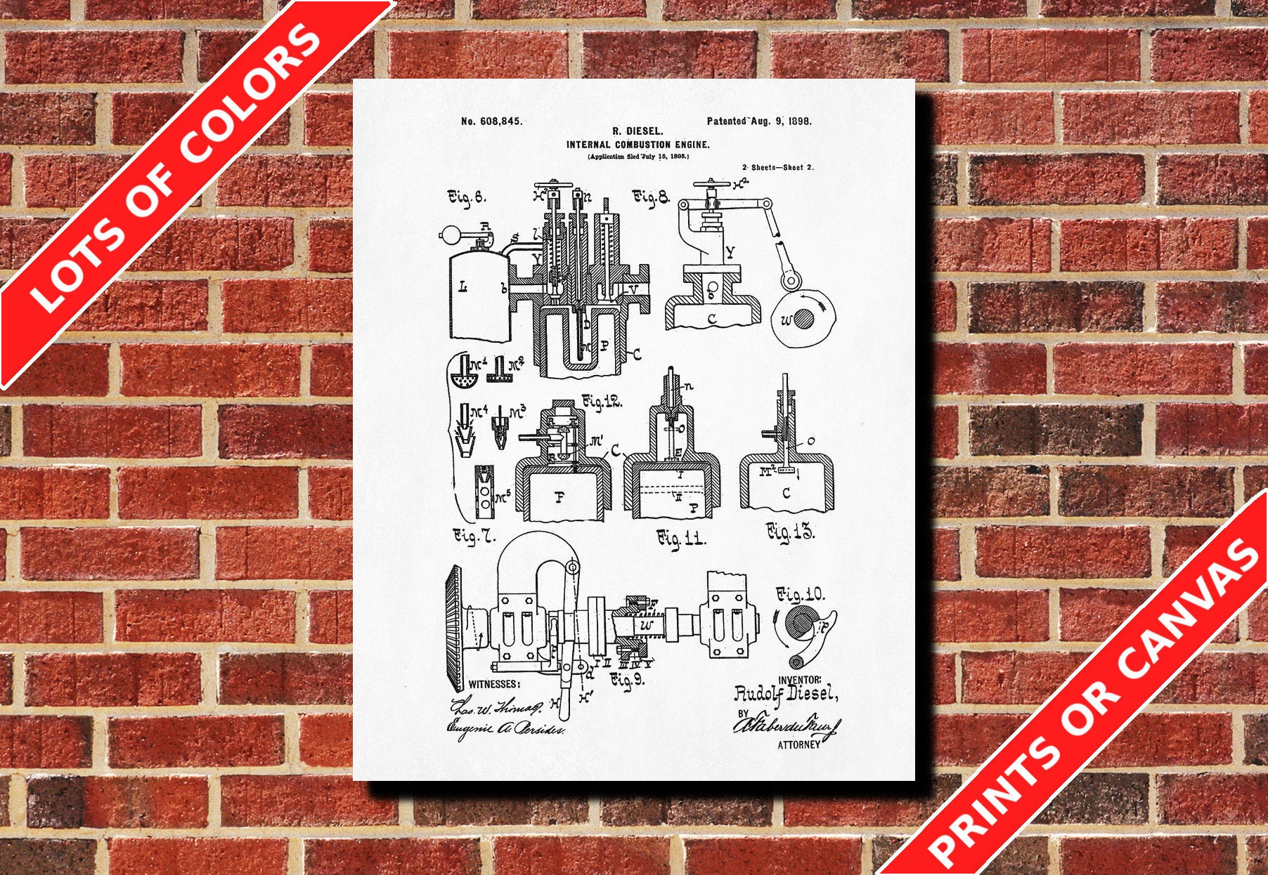 Diesel Engine Blueprint Poster | Etsy