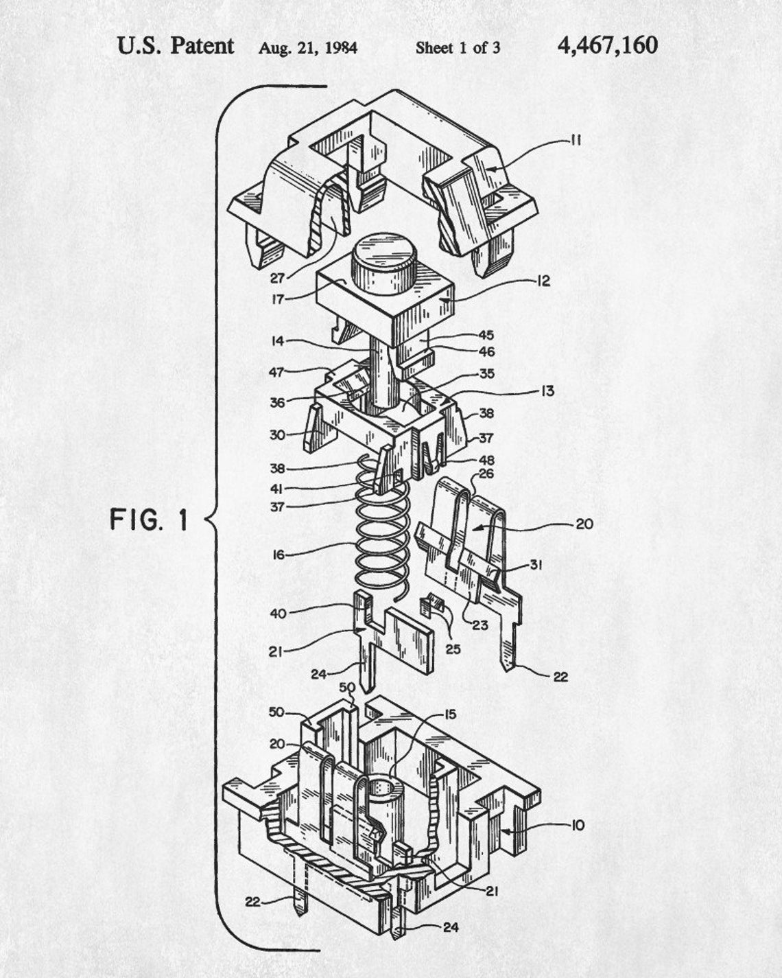 Electrical Push Button Switch Patent Print Electrical Poster | Etsy