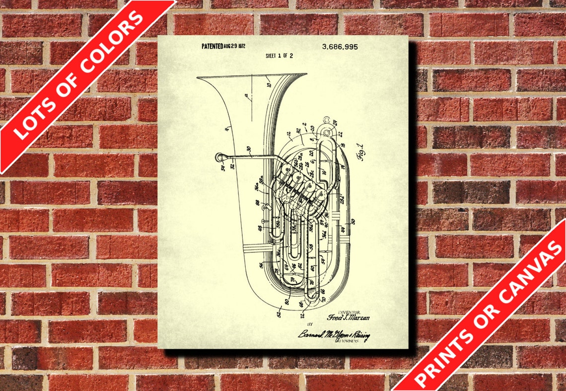Tuba Patent Print Musician Gift Orchestral Instruments | Etsy