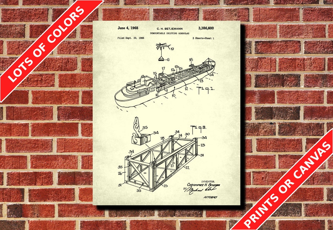 Shipping Container Patent Print - Etsy