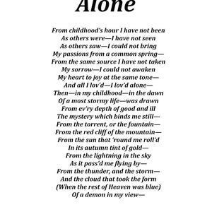 Alone Poem by Edgar Allan Poe, Typography Print - Etsy