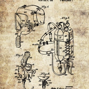 Scuba Diving Poster, Diving Gear Patent Print, Diver Gift - Etsy