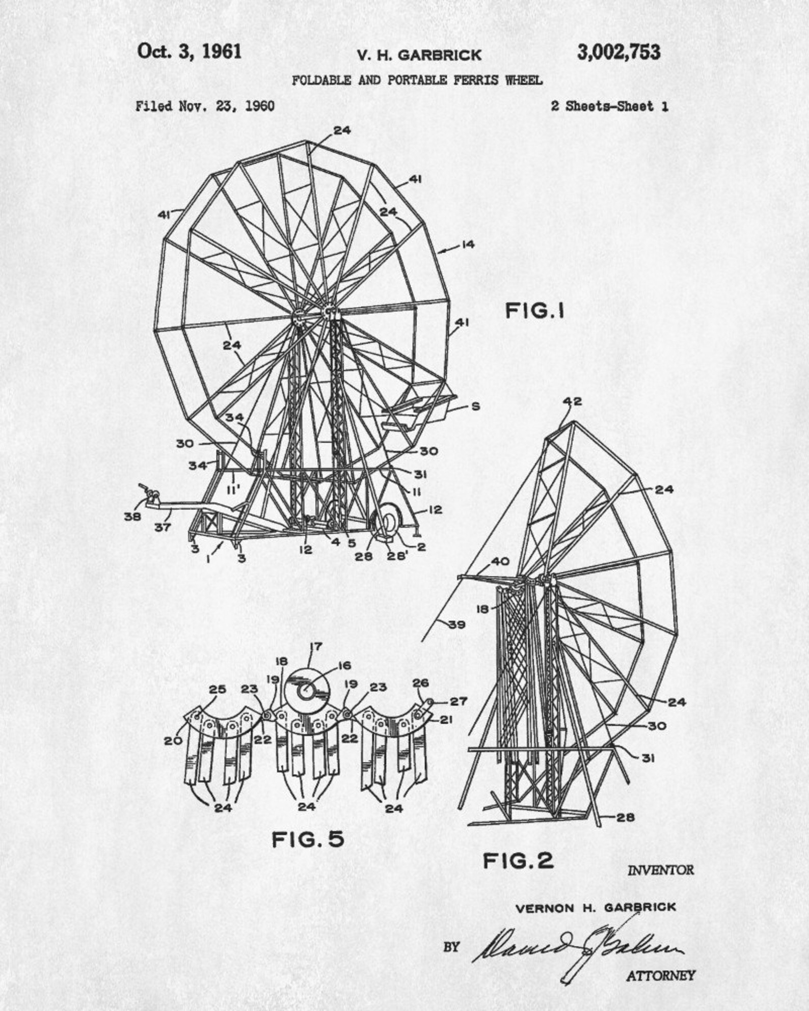 Ferris Wheel Patent Print, Fair Ground Poster - Etsy