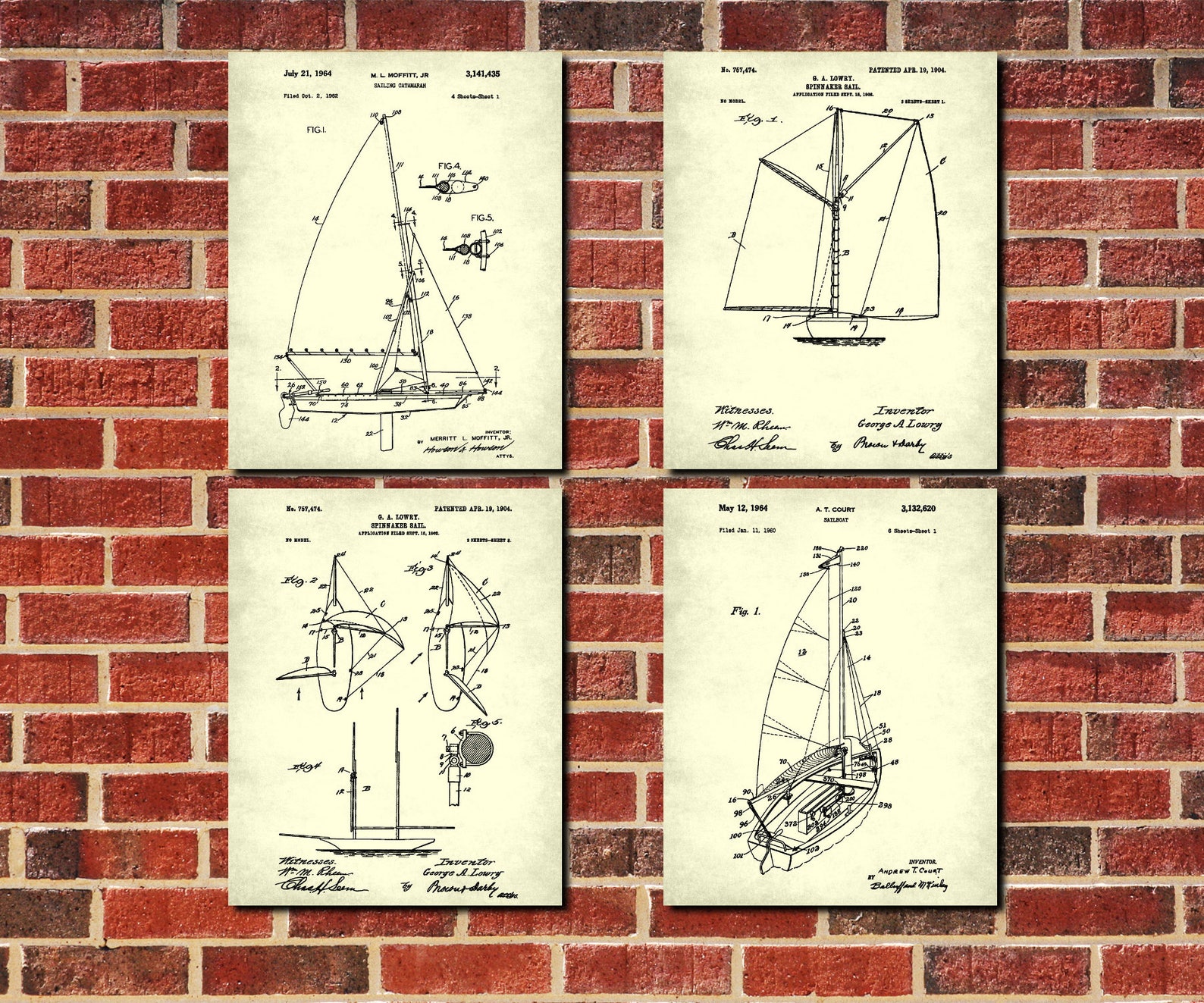 Sail Rigging Patent prints Set 4 Nautical Posters | Etsy