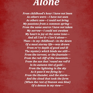 Alone Poem by Edgar Allan Poe, Typography Print - Etsy
