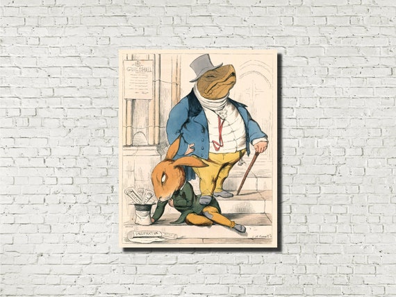 The Hare and the Tortoise Human Nature Illustration Charles | Etsy