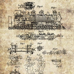 Steam Train Poster, Locomotive Patent Print - Etsy