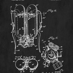 Scuba Diving Poster, Dive Gear Blueprint, Diver Gift - Etsy