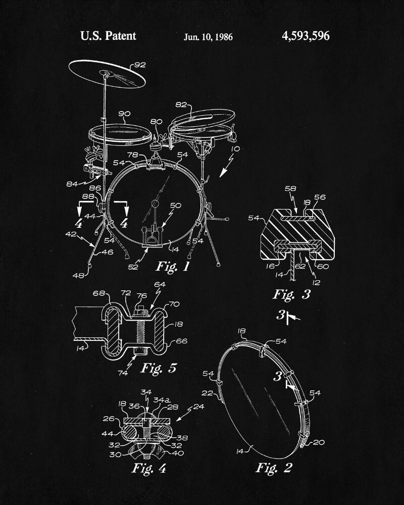 Drum Set Musician Decor Print Drum Kit Design - Etsy