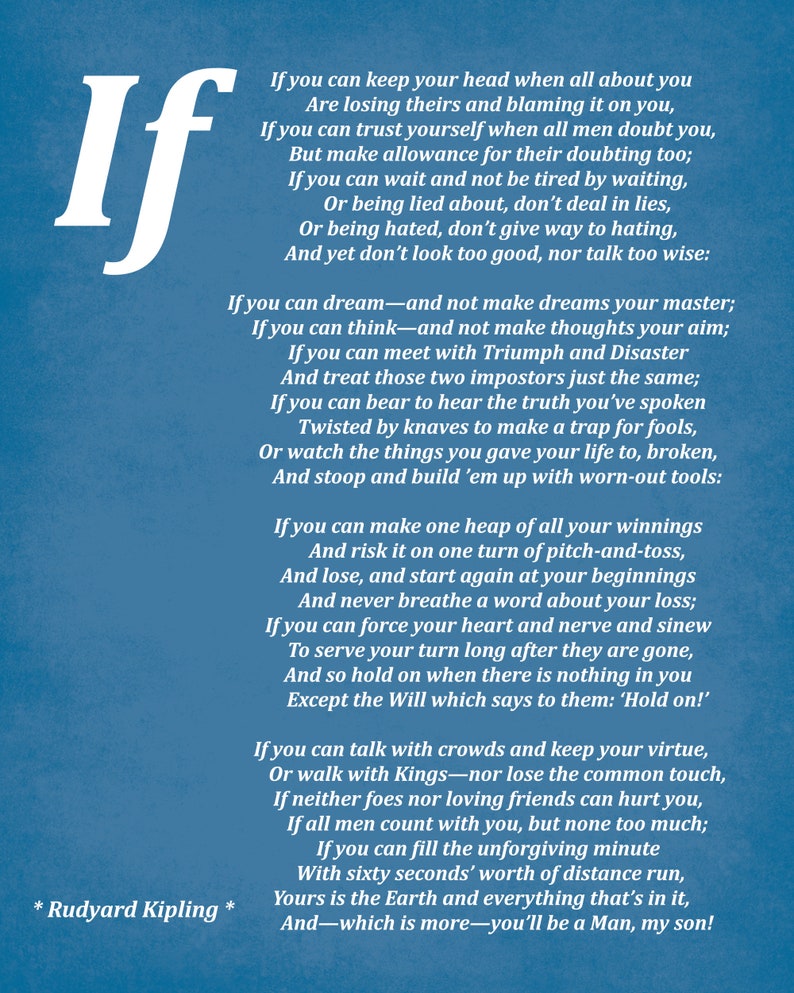 If Poem by Rudyard Kipling, Typography Print - Etsy