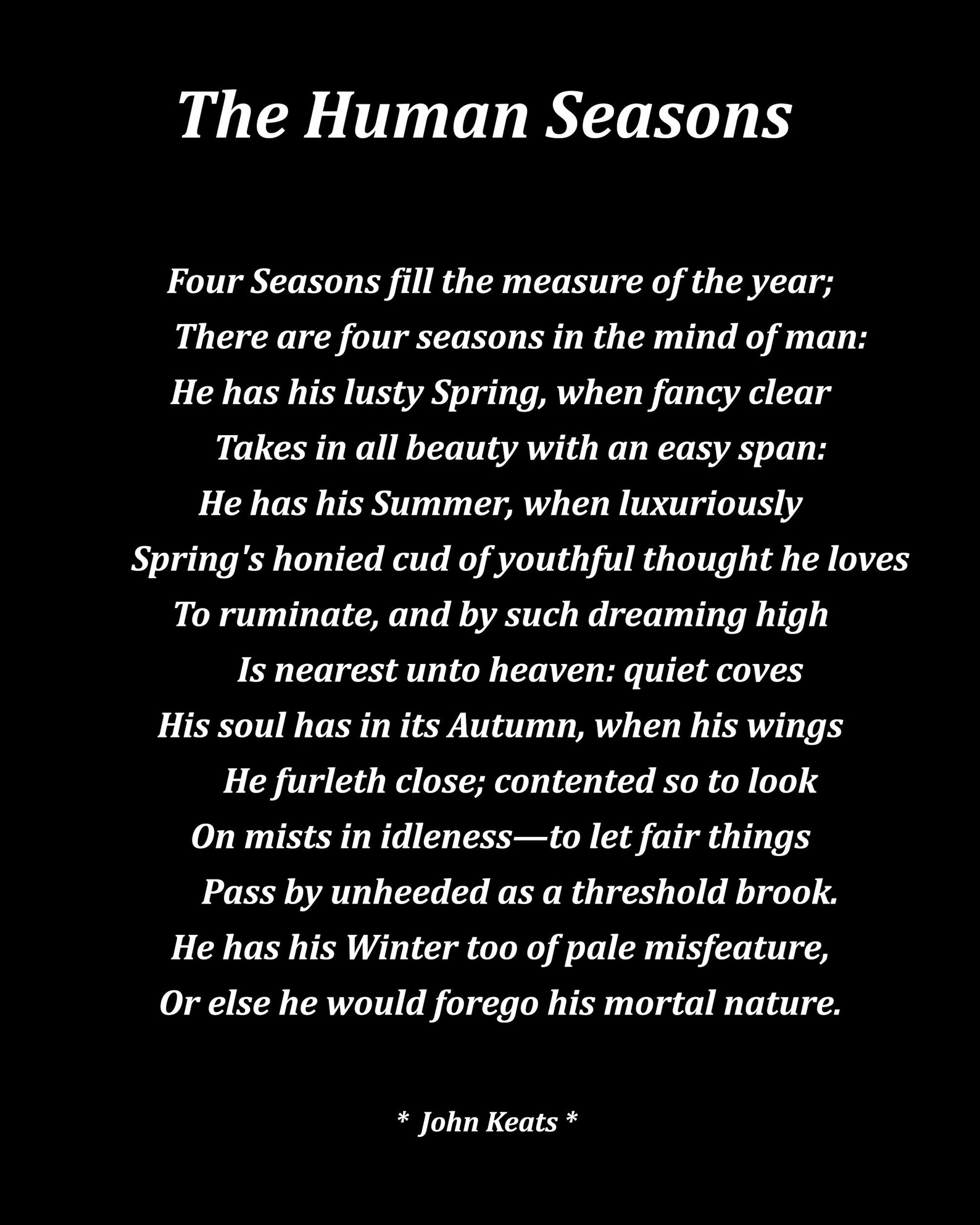 The Human Seasons Poem by John Keats Typography Print - Etsy UK