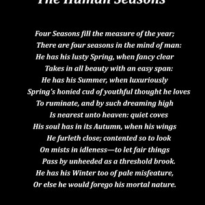 The Human Seasons Poem by John Keats, Typography Print - Etsy UK