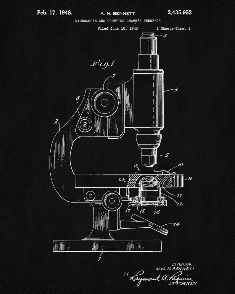 Microscope Print Microscope Poster Print Microscope Art | Etsy