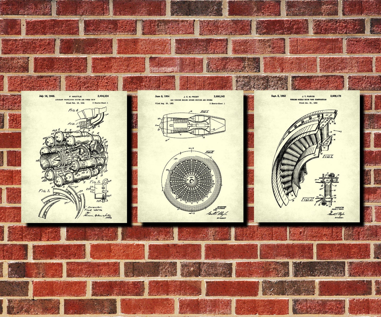 Aircraft Engine Patent Prints Set 3 Jet Aviation Posters - Etsy