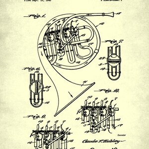 French Horn Patent Print Musical Instrument Poster - Etsy