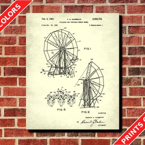 Ferris Wheel Patent Print, Fair Ground Poster - Etsy