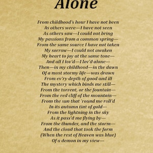 Alone Poem by Edgar Allan Poe, Typography Print - Etsy