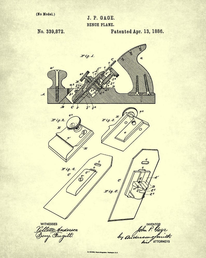 Bench Plane Patent Print Design Woodworking Poster - Etsy