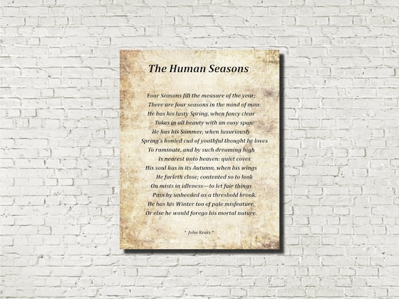 The Human Seasons Poem by John Keats Typography Print | Etsy UK